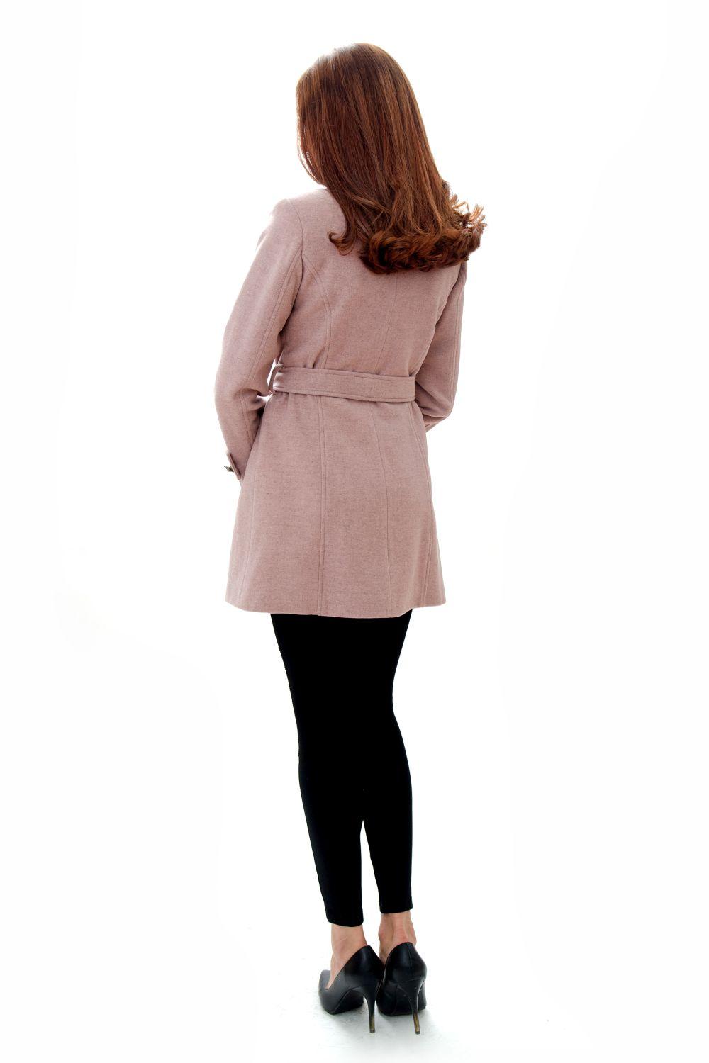 Palton de dama de culoare roz cu nasturi lateral Radek's Collection ...