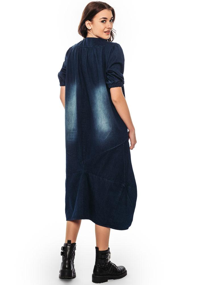 Wide denim dress oversize model Avangard | Plus size dresses | bg-look.com