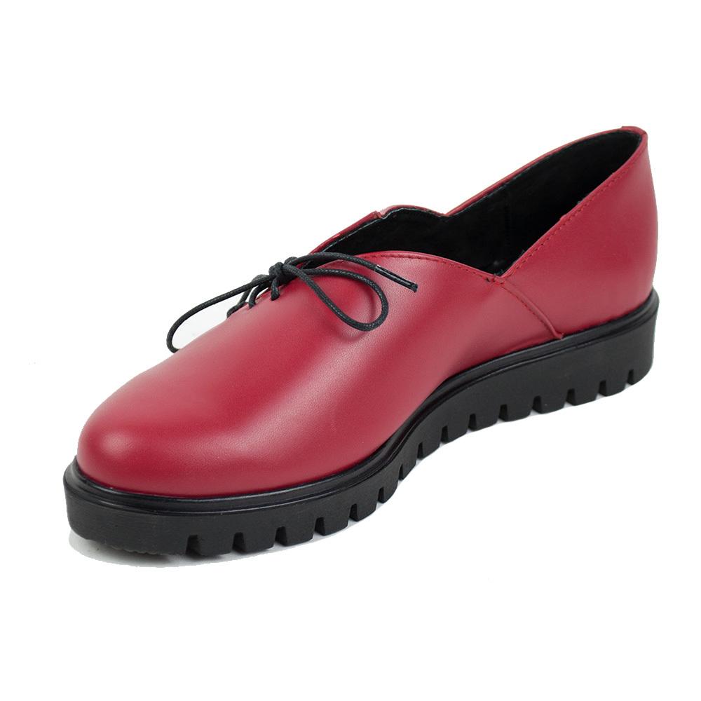 Women's red leather shoes with side ties | Ladies casual shoes | bg ...